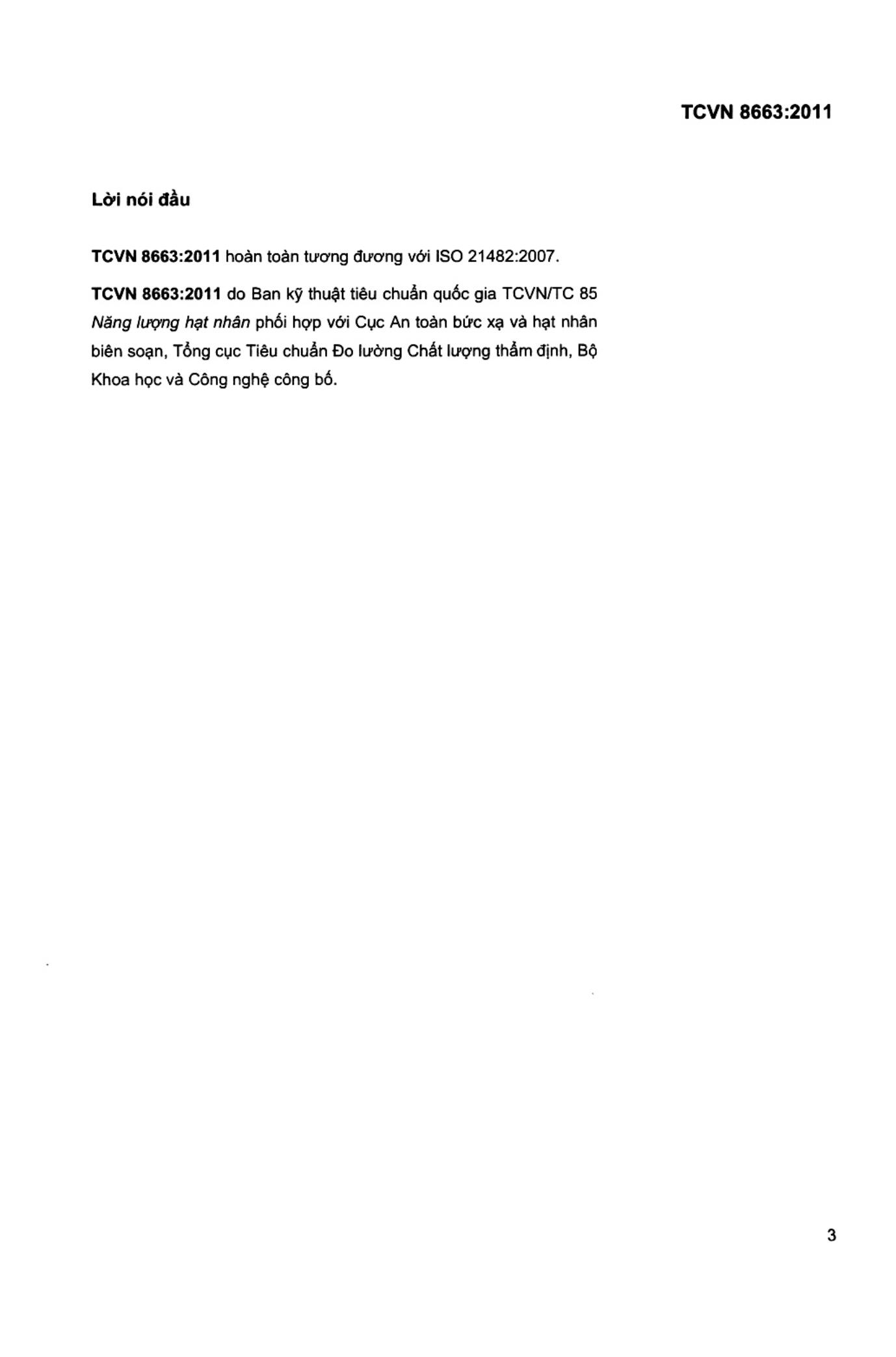 Tiêu chuẩn quốc gia TCVN 8663:2011 (ISO 21482:2007) về An toàn bức xạ ...