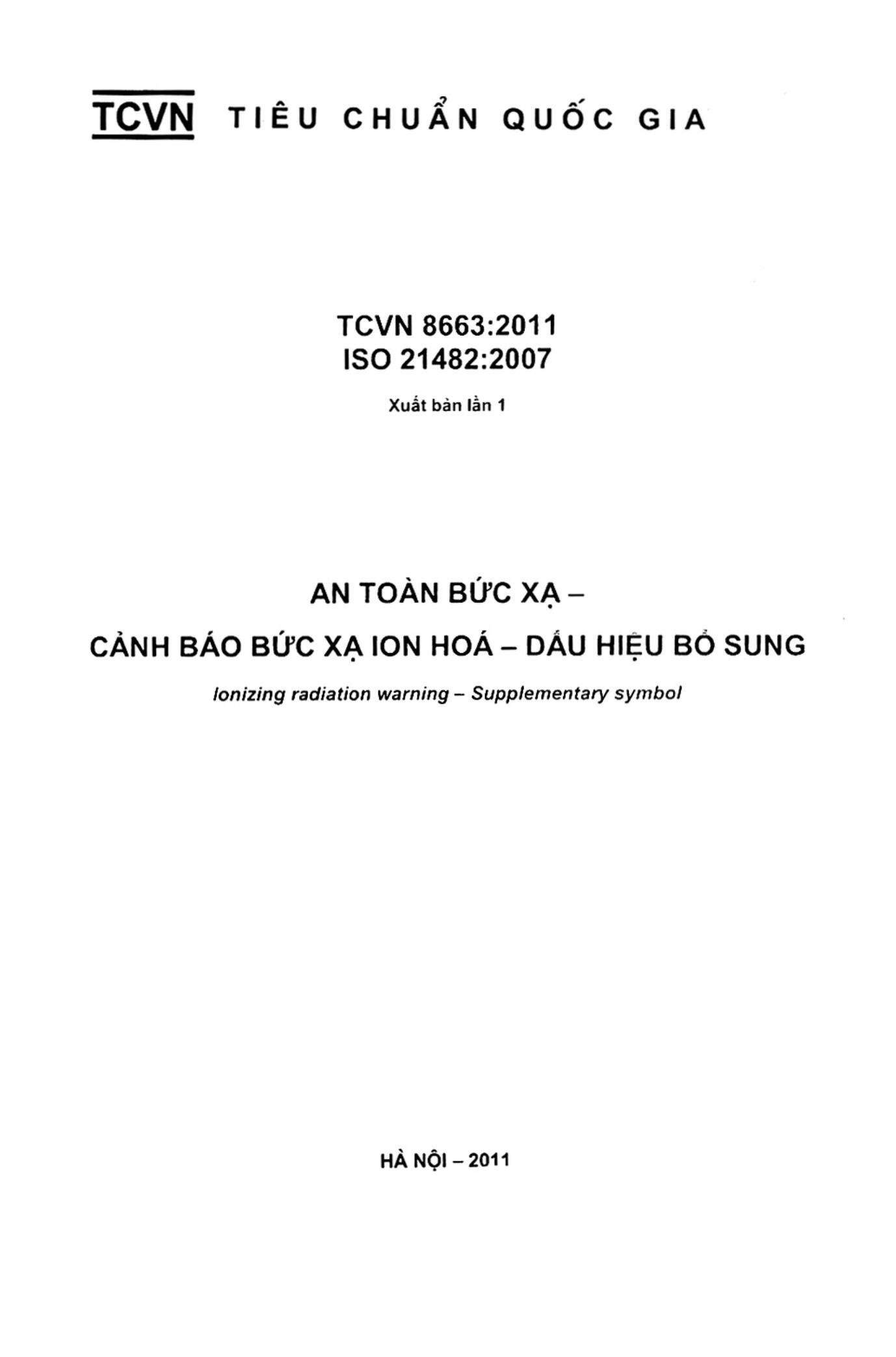 Tiêu chuẩn quốc gia TCVN 8663:2011 (ISO 21482:2007) về An toàn bức xạ ...