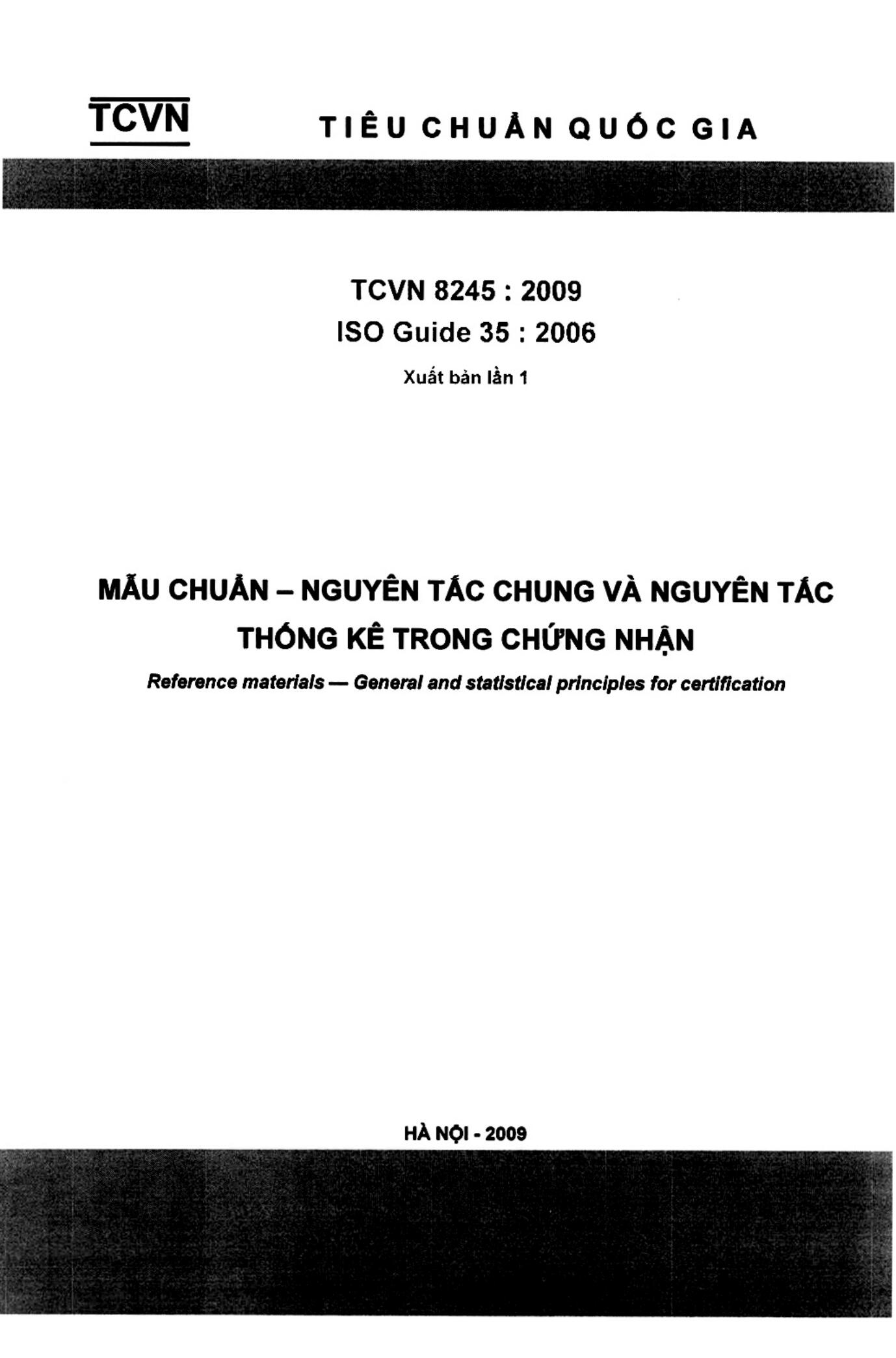 Tiêu chuẩn việt nam tcvn 8245:2009 (iso guide 35 : 2006) về mẫu chuẩn ...