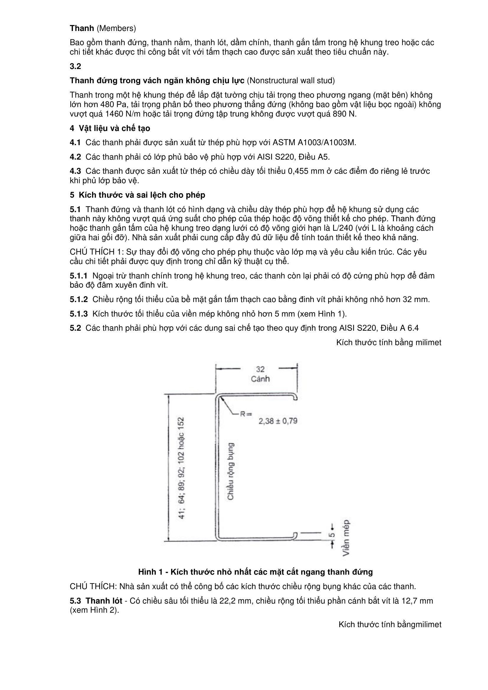 Tiêu chuẩn quốc gia tcvn 13604:2023 (astm c645-18) về thanh trong khung thép không chịu lực ...