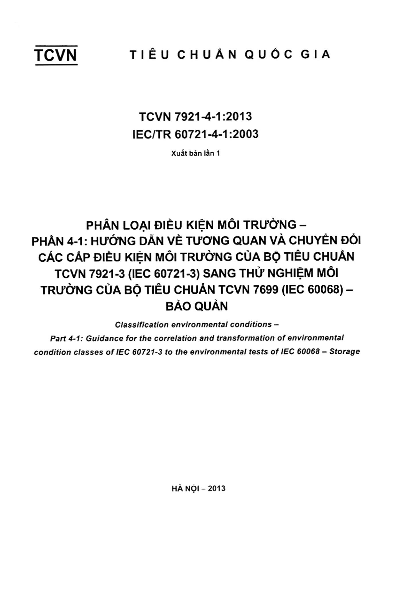 Tiêu chuẩn quốc gia tcvn 7921-4-1:2013 (iec/tr 60721-4-1:2003) về phân loại điều kiện môi trường ...