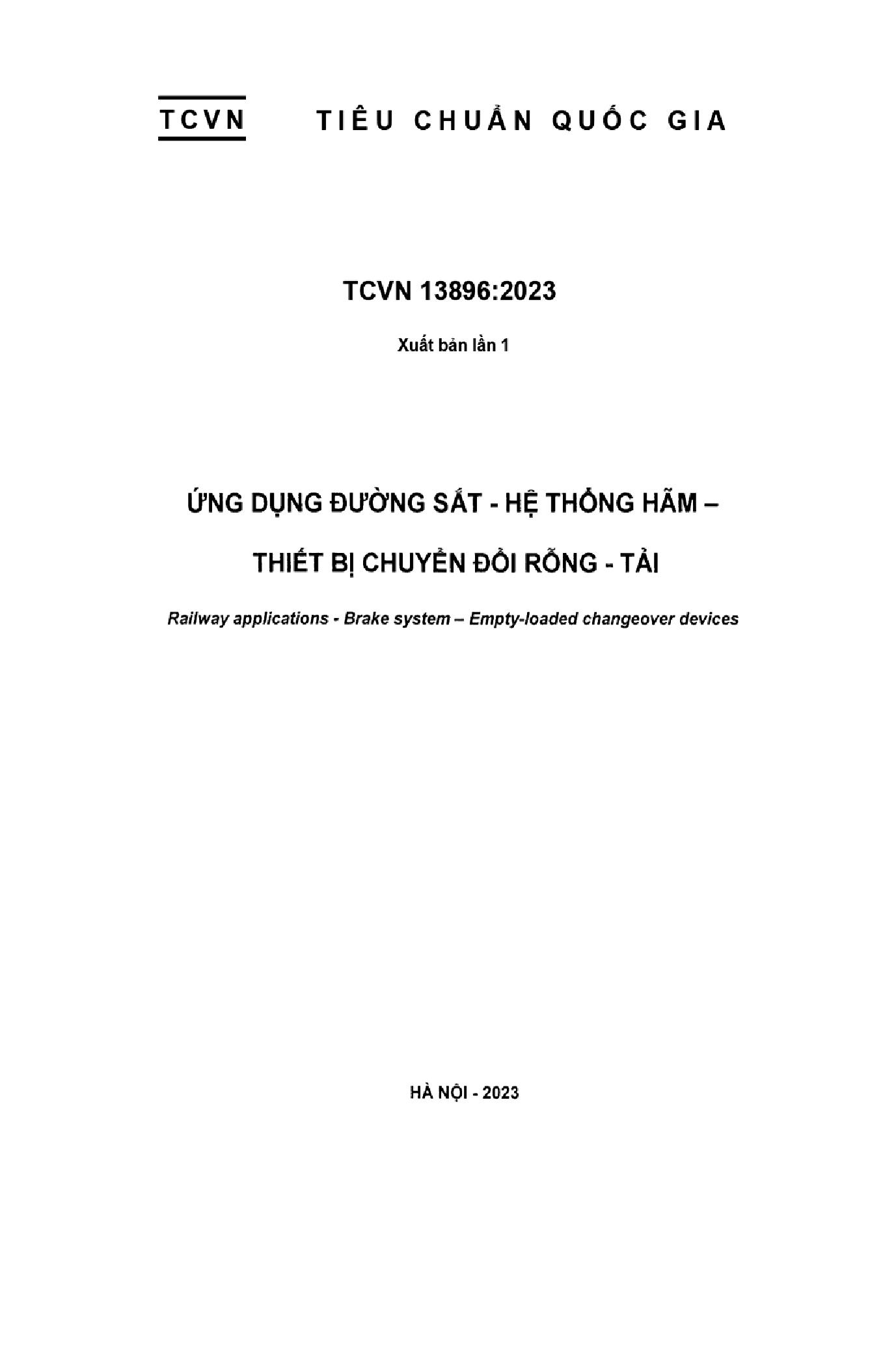 Tiêu chuẩn quốc gia TCVN 13896:2023 về Ứng dụng đường sắt - Hệ thống ...