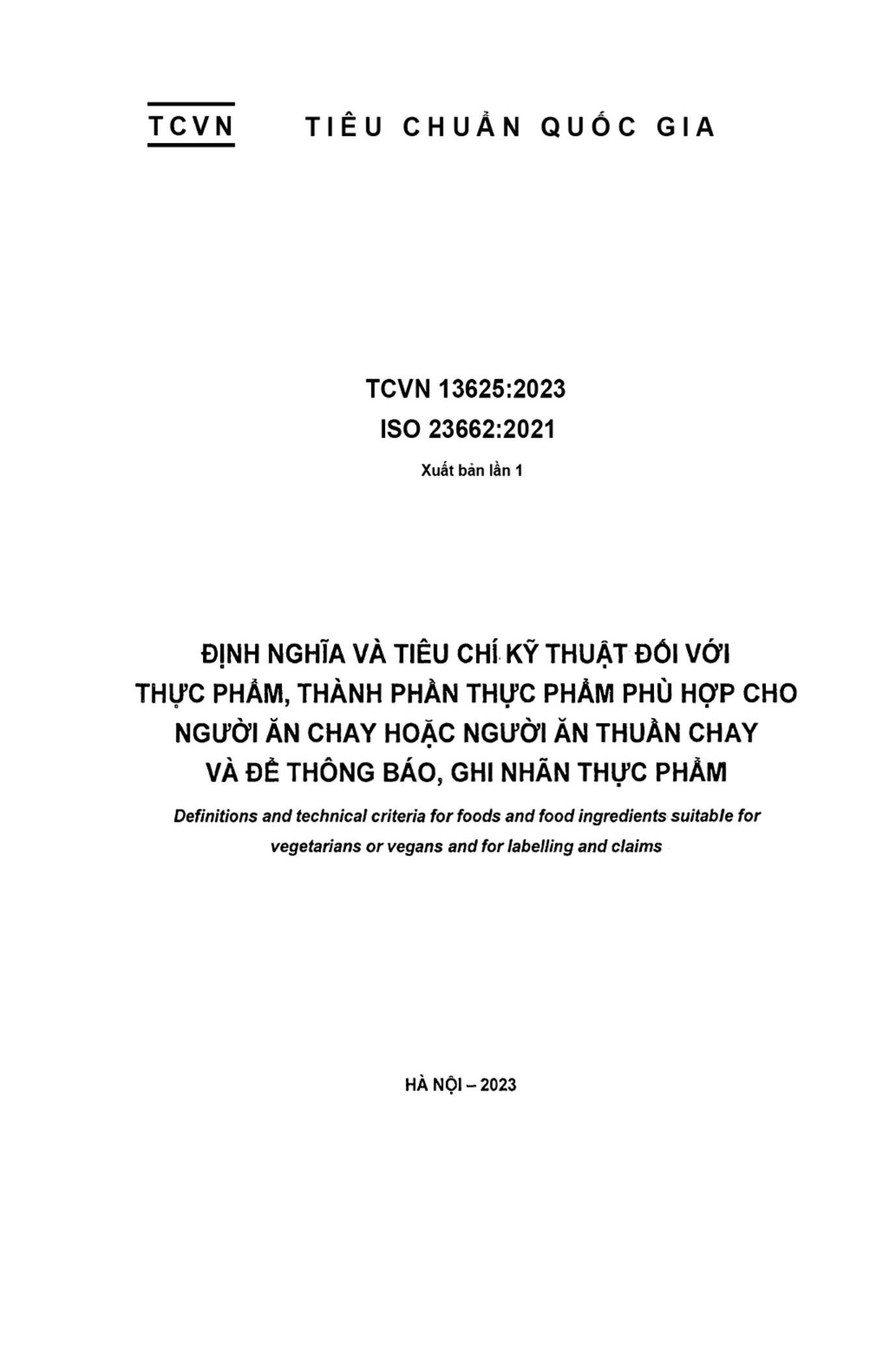 Tiêu chuẩn quốc gia TCVN 13625:2023 (ISO 23662:2021) về Định nghĩa và tiêu chí kỹ thuật đối với ...