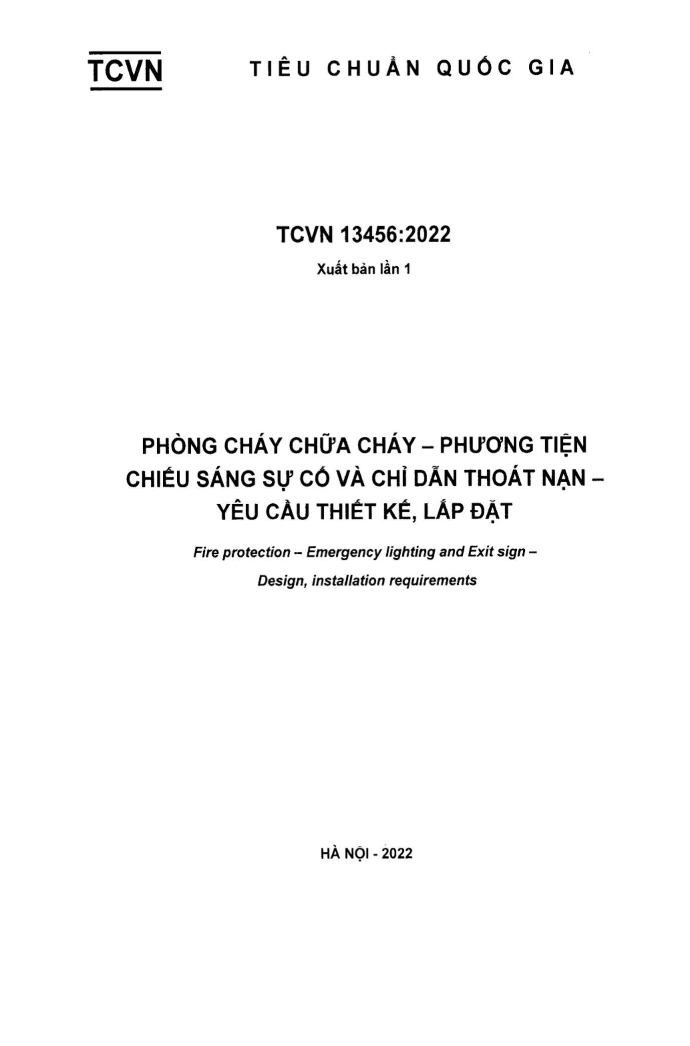 Tiêu chuẩn quốc gia TCVN 13456:2022 về Phòng cháy chữa cháy - Phương ...