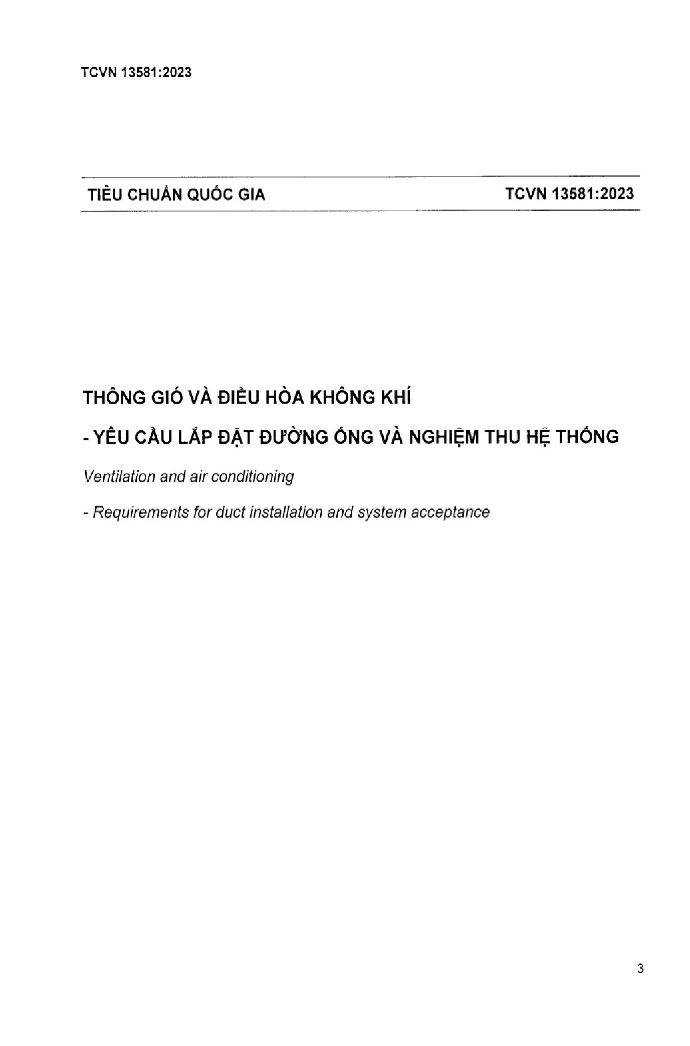 Tiêu chuẩn quốc gia TCVN 13581:2023 về Thông gió và điều hòa không khí ...
