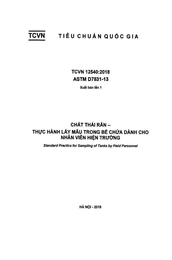 Tiêu chuẩn quốc gia tcvn 12540:2018 (astm d7831-13) về chất thải rắn ...