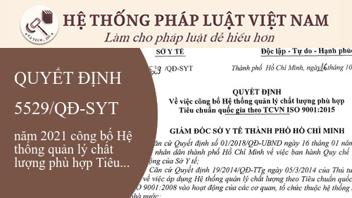 Quyết định 5529/qđ-syt năm 2021 công bố hệ thống quản lý chất lượng phù ...