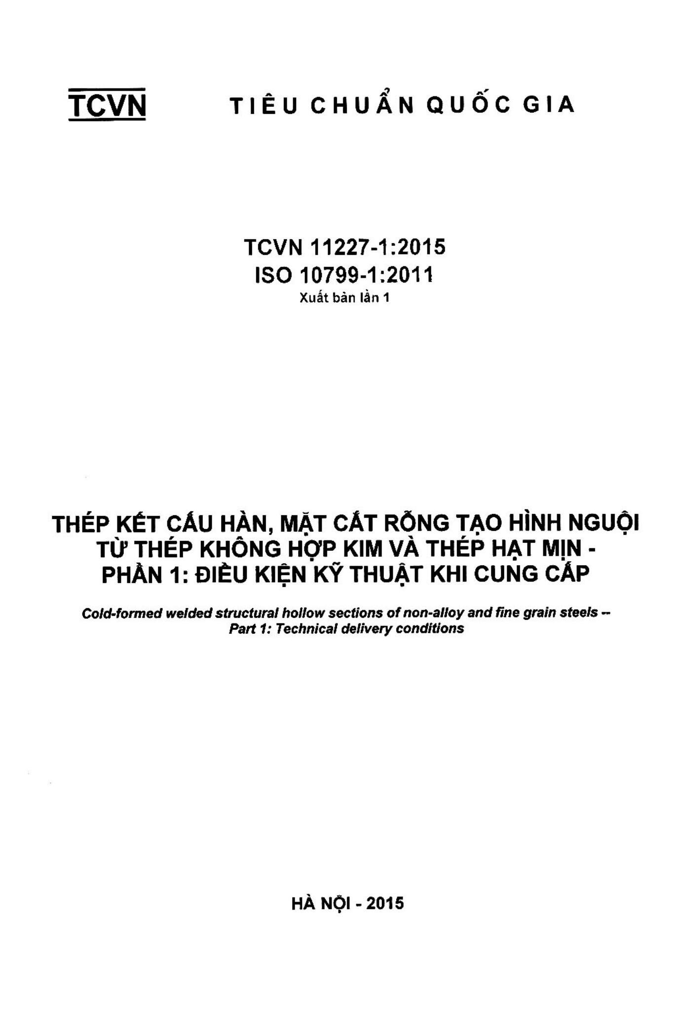 Tiêu chuẩn quốc gia TCVN 11227-1:2015 (ISO 10799-1:2011) về Thép kết ...