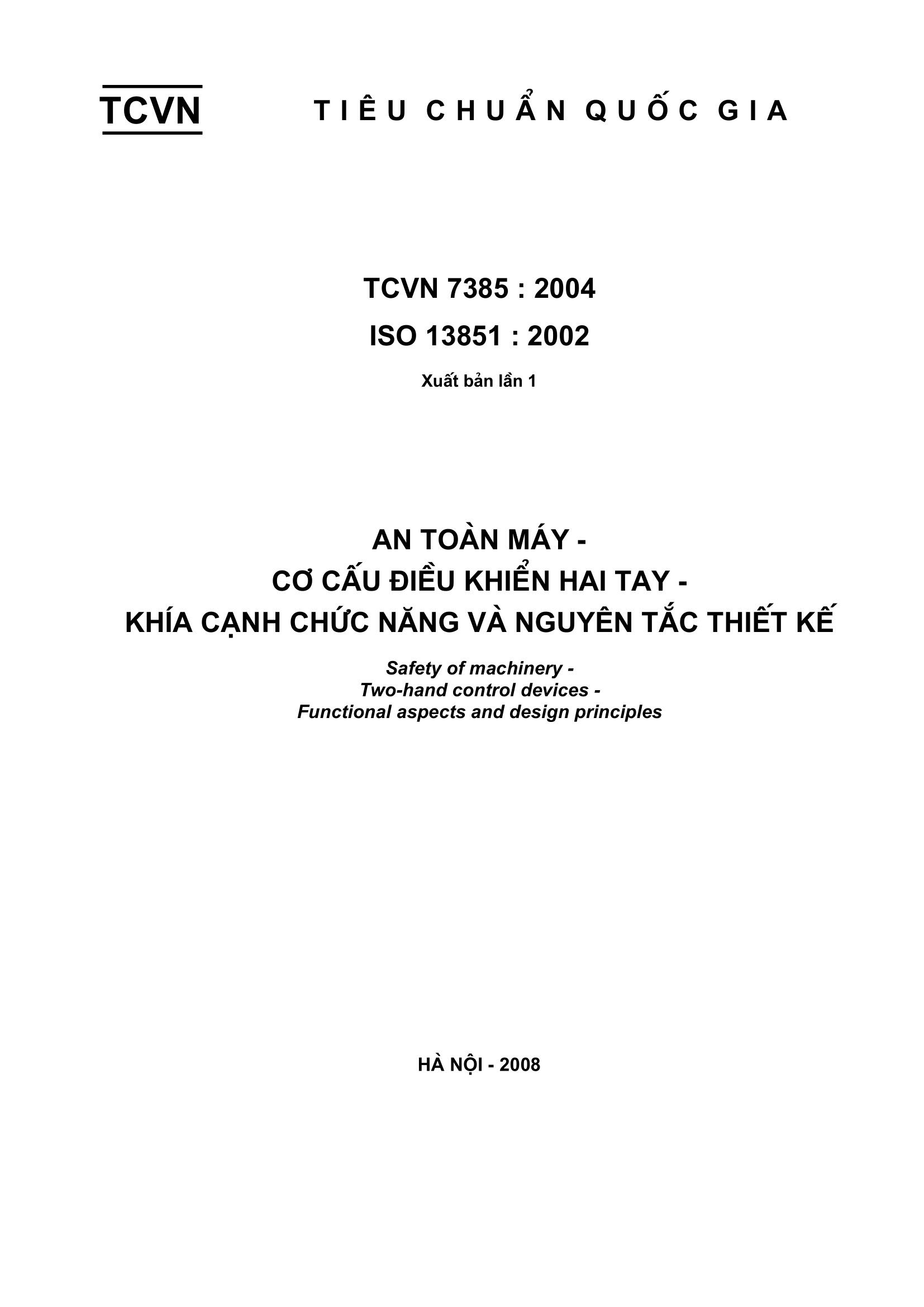 Tiêu chuẩn quốc gia tcvn 7385:2004 (iso 13851 : 2002) về an toàn máy ...