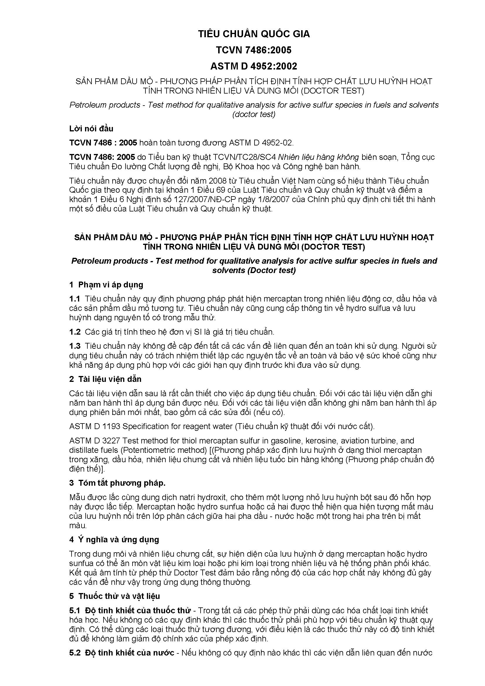 Tiêu chuẩn quốc gia tcvn 7486:2005(astm d 4952:2002) về sản phẩm dầu mỏ ...