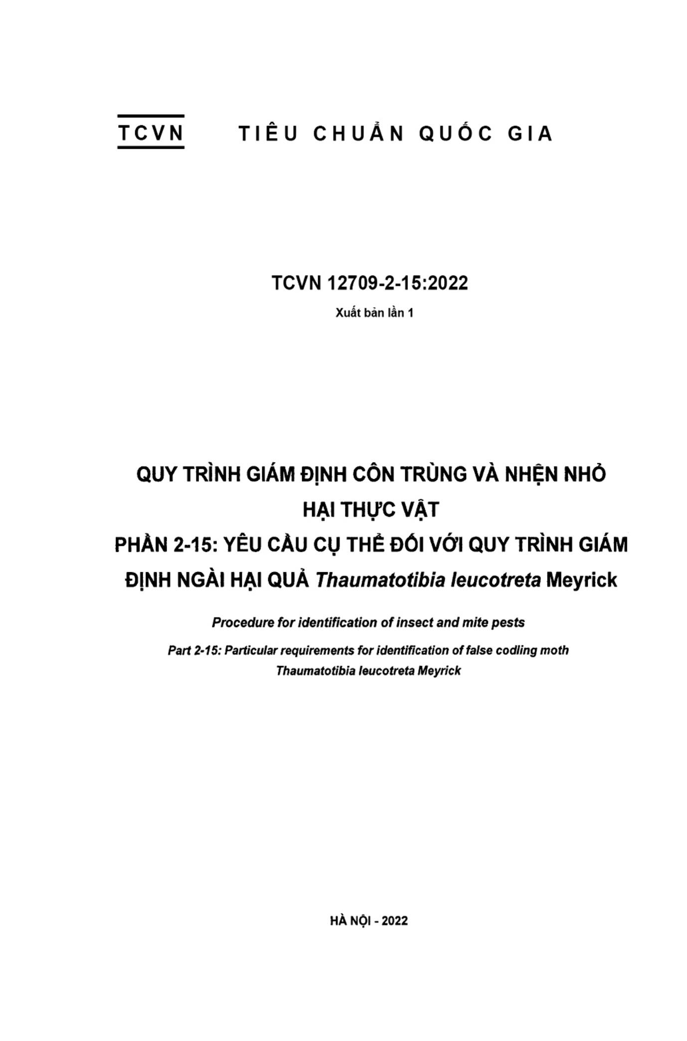 Tiêu chuẩn quốc gia TCVN 12709-2-15:2022 về Quy trình giám định côn ...